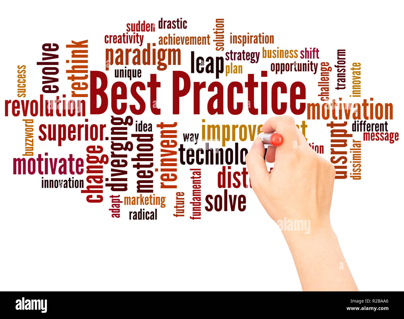 Best Practice word cloud hand writing concept on white background Stock ...