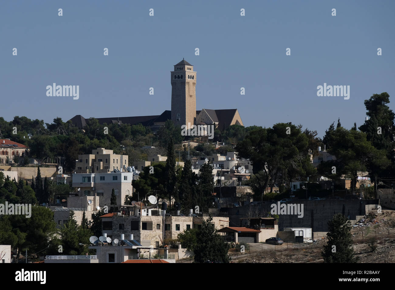View of Augusta Victoria Compound a church-hospital complex and the ...