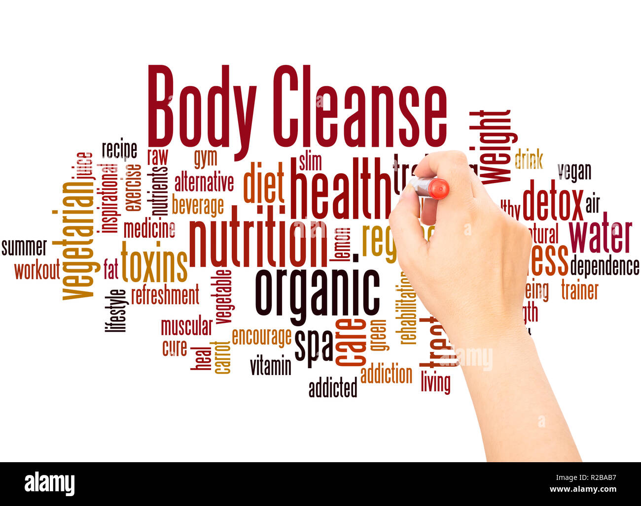 Body Cleanse word cloud hand writing concept on white background Stock ...