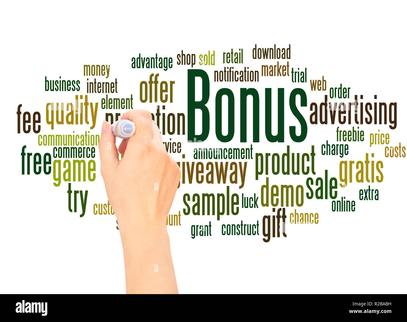 Bonus word cloud hand writing concept on white background Stock Photo ...
