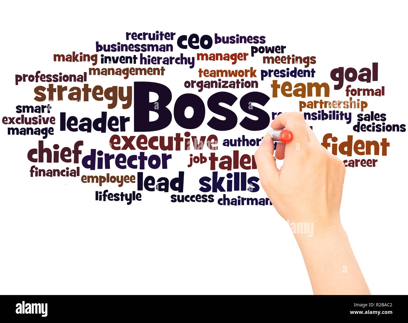 Boss word cloud hand writing concept on white background Stock Photo ...