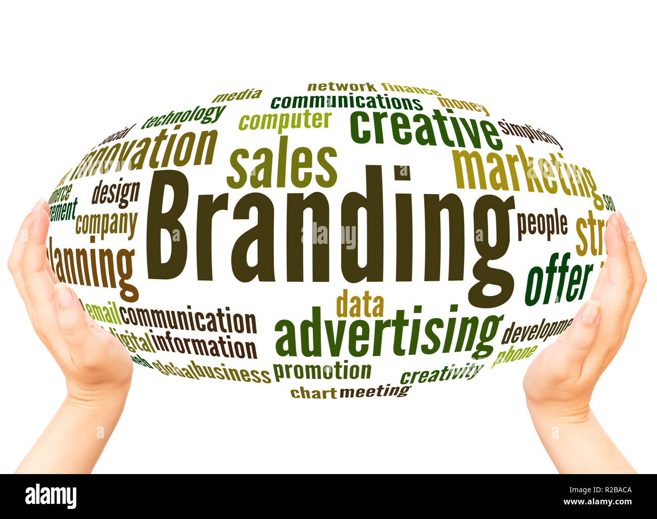 Branding word cloud hand sphere concept on white background Stock Photo ...