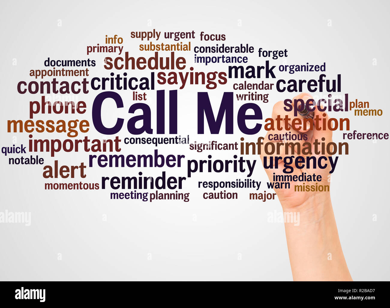 Call Me word cloud and hand with marker concept on white background ...