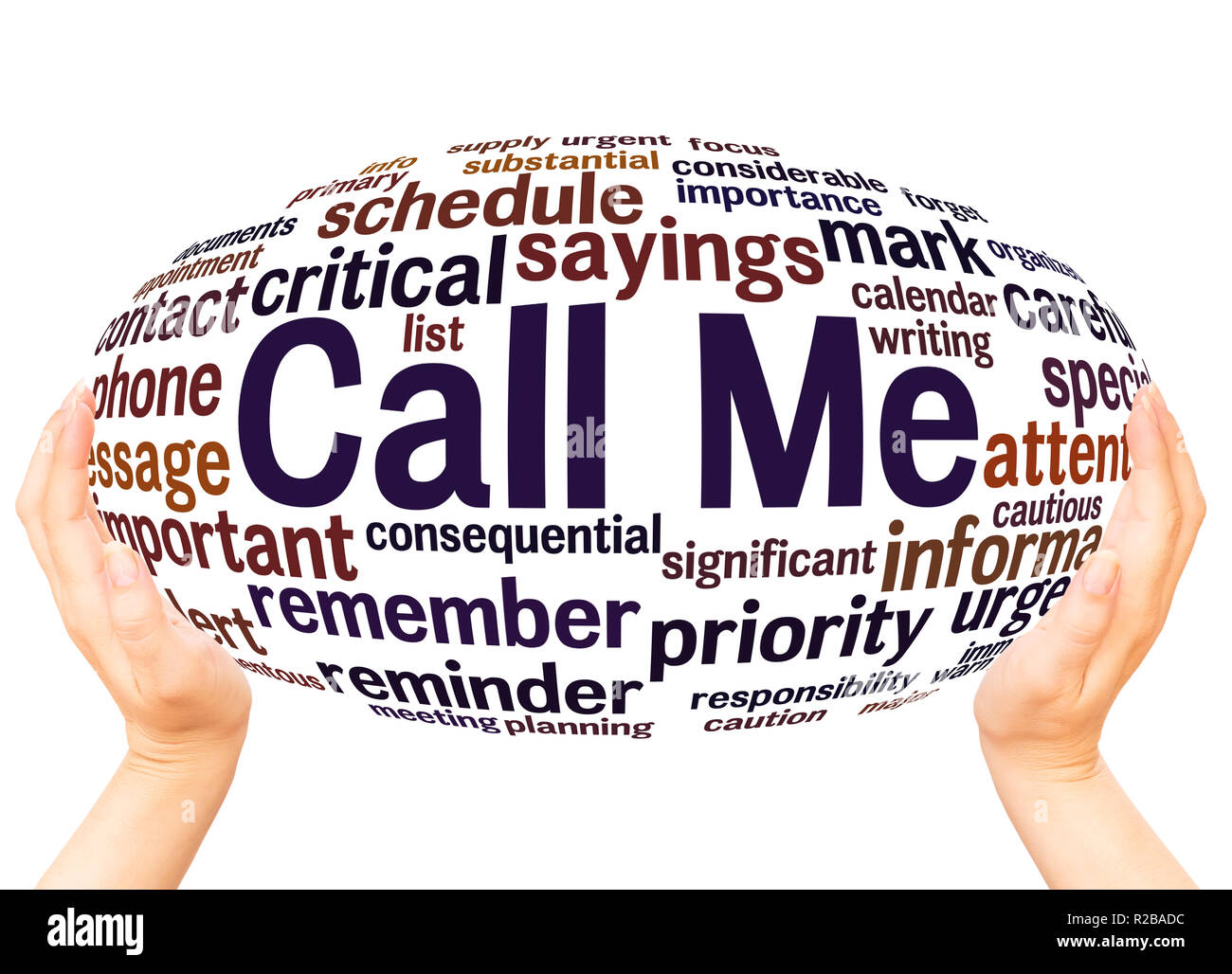 Call Me word cloud hand sphere concept on white background Stock Photo ...