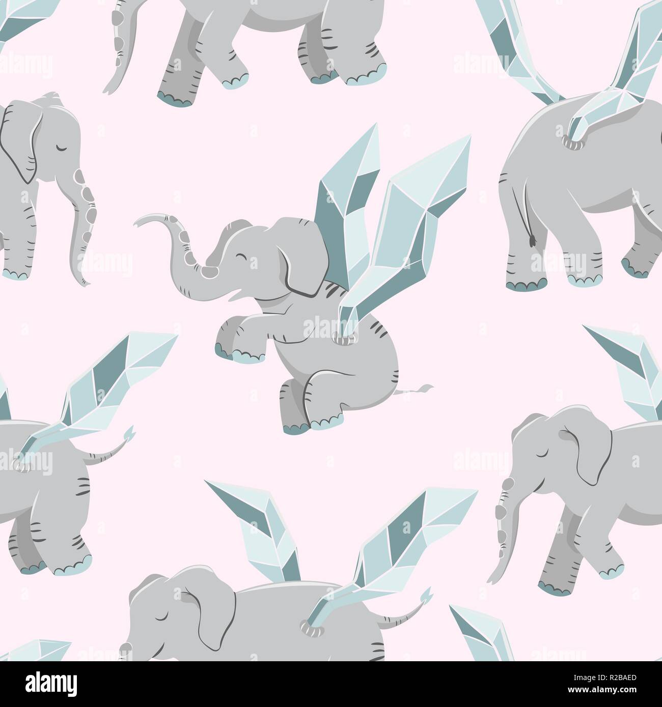 Cute baby seamless pattern. Magic elephants seamless background Stock ...