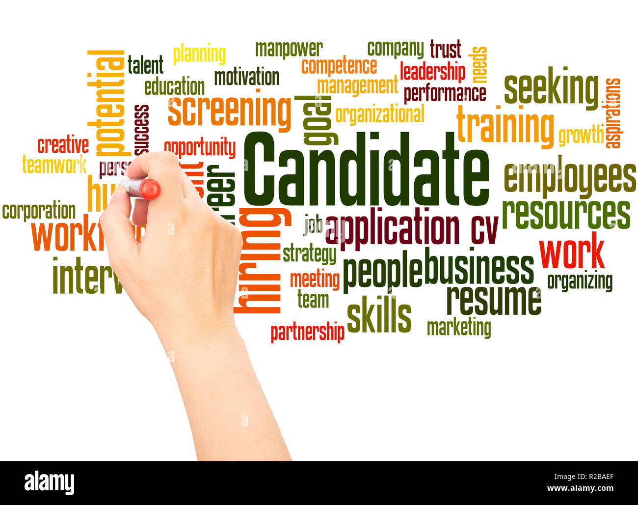 Candidate, word cloud hand writing concept on white background Stock ...