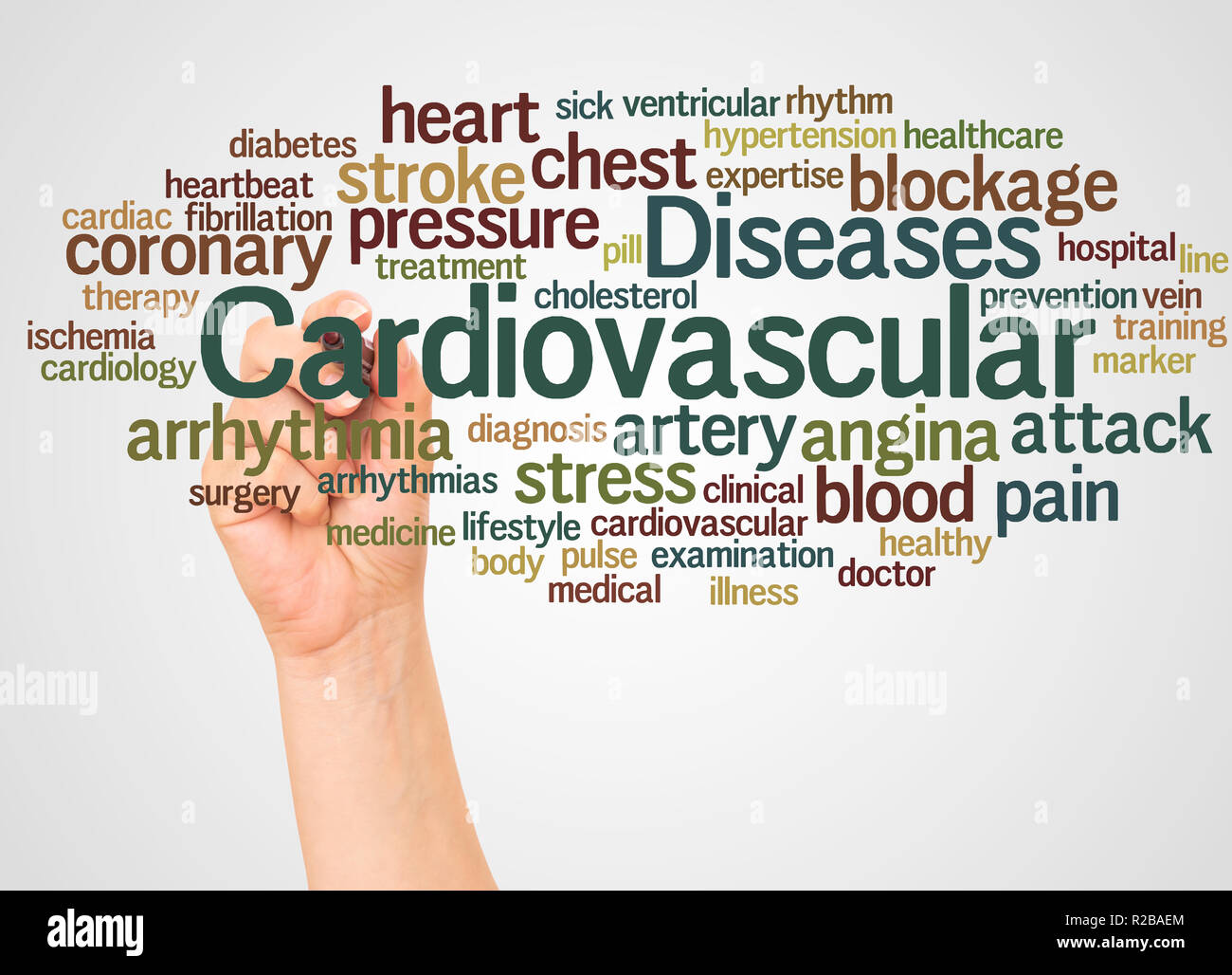 Cardiovascular Diseases word cloud and hand with marker concept on ...