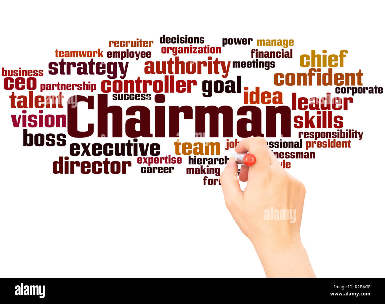Chairman word cloud hand writing concept on white background Stock ...