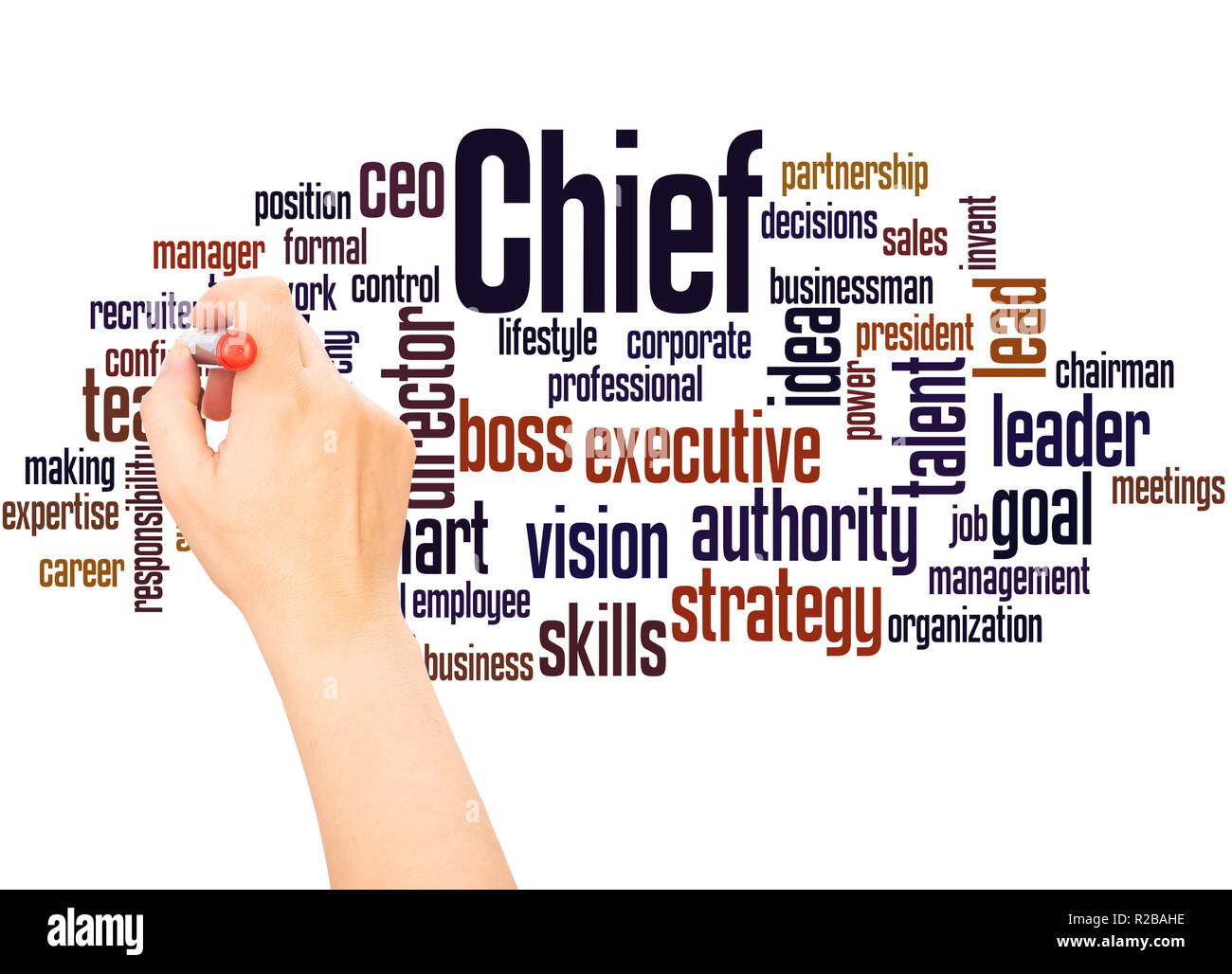 Chief word cloud hand writing concept on white background Stock Photo ...