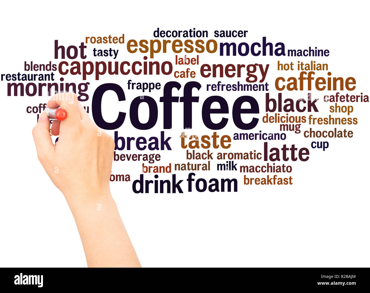 Coffee word cloud hand writing concept on white background Stock Photo ...