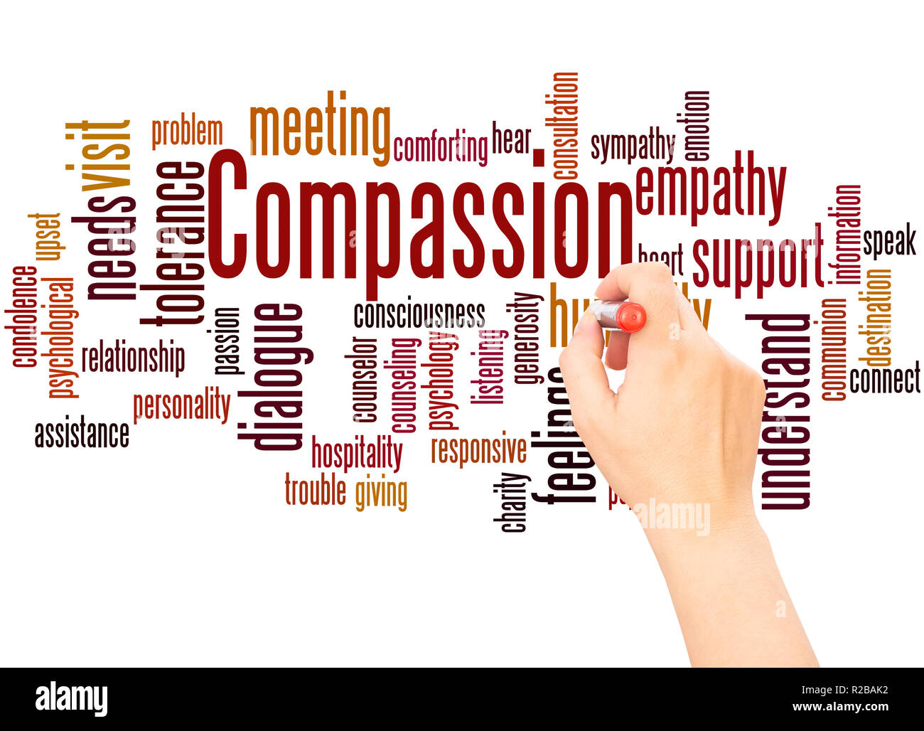 Compassion word cloud hand writing concept on white background Stock ...