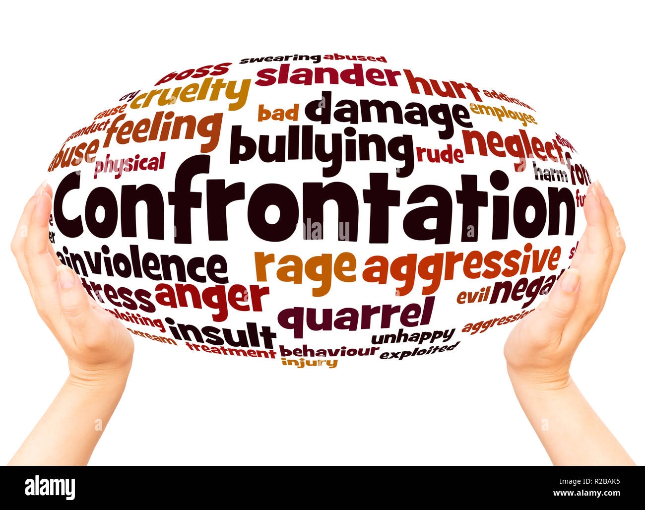 Confrontation word cloud hand sphere concept on white background Stock ...