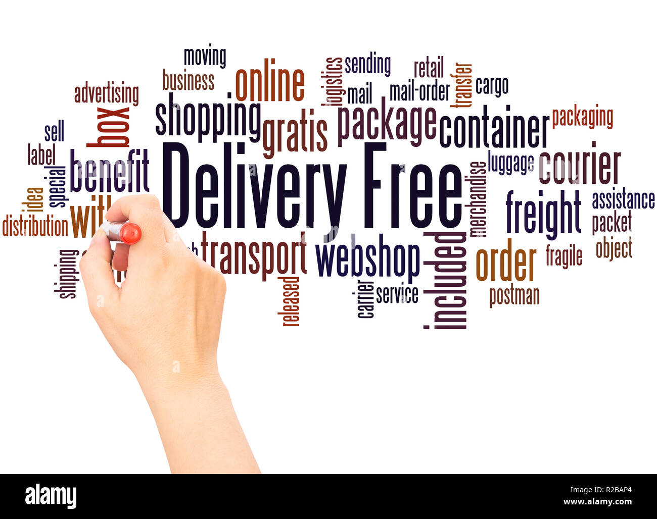 Delivery Free, word cloud hand writing concept on white background ...
