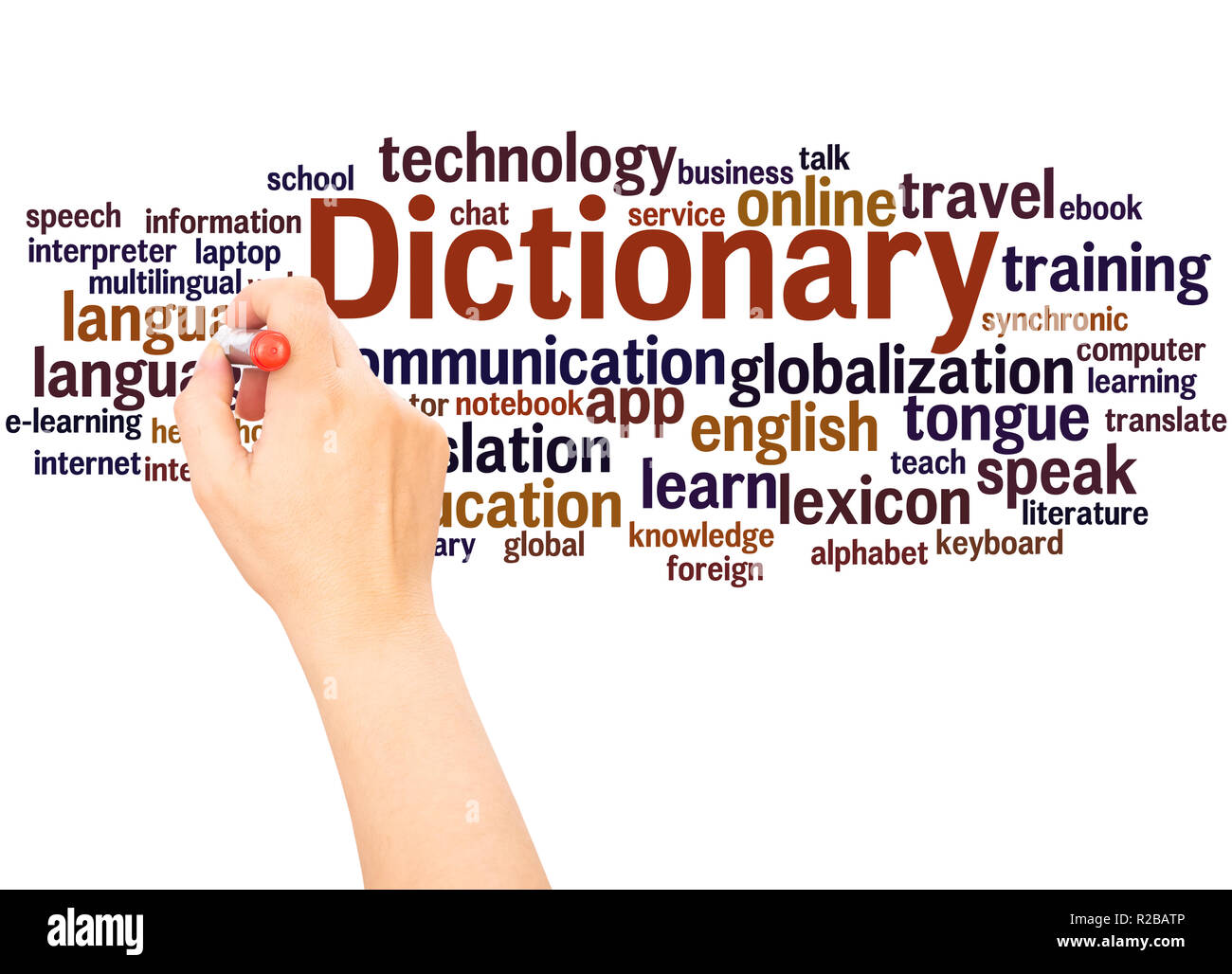 Dictionary word cloud hand writing concept on white background Stock ...