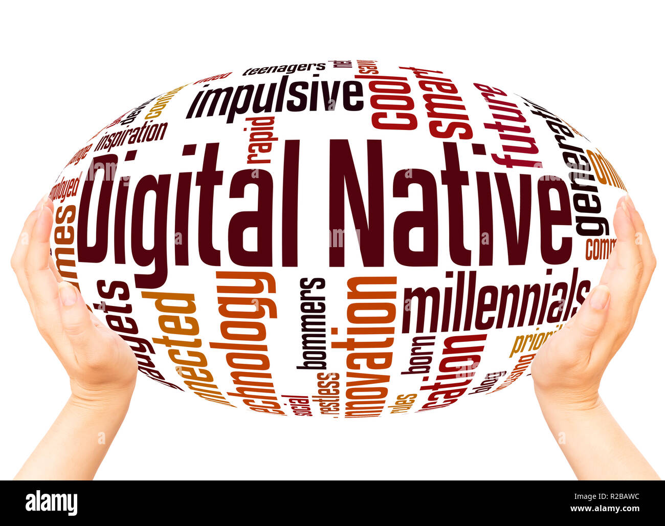Digital Native word cloud hand sphere concept on white background Stock ...