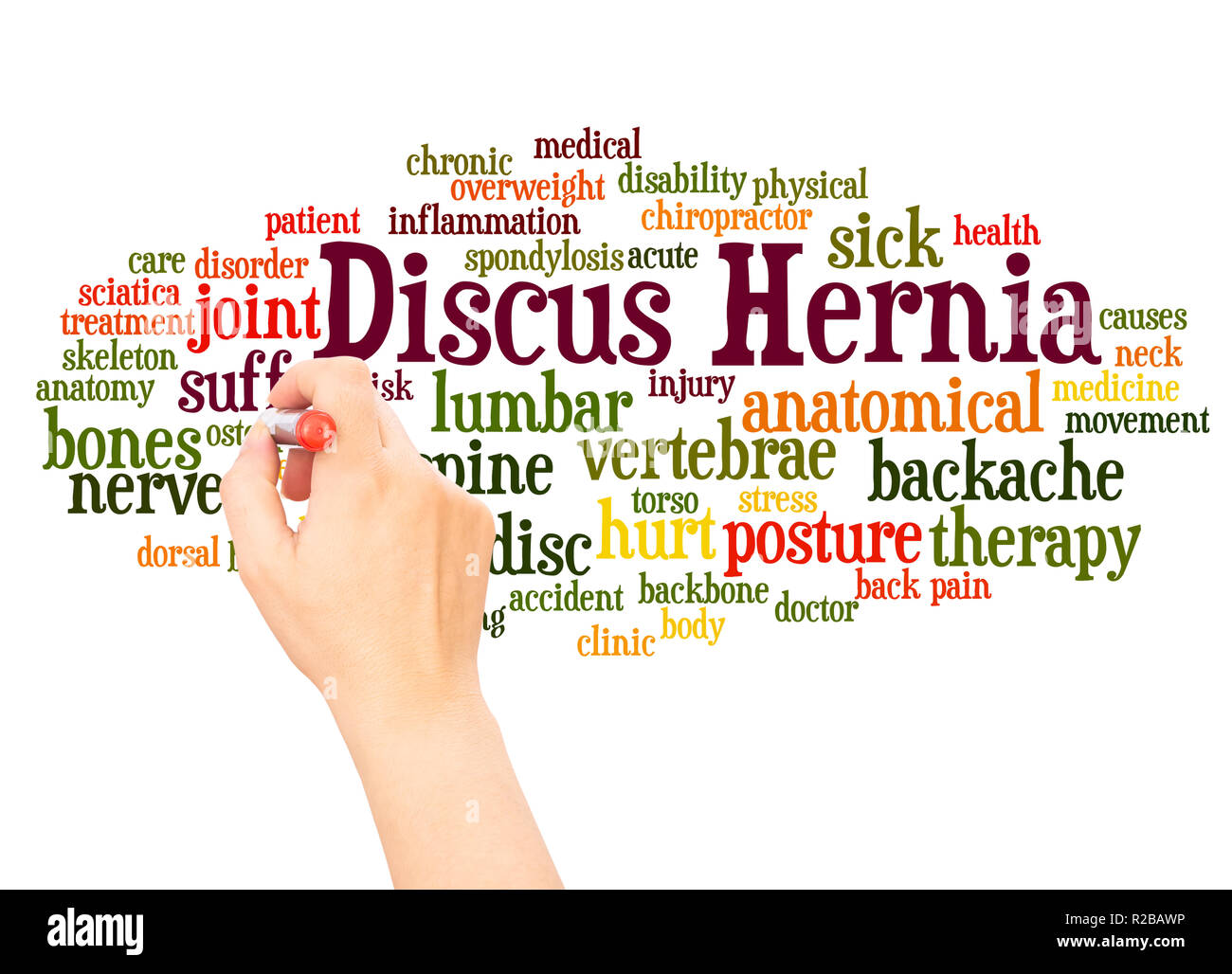 Discus Hernia word cloud hand writing concept on white background Stock ...