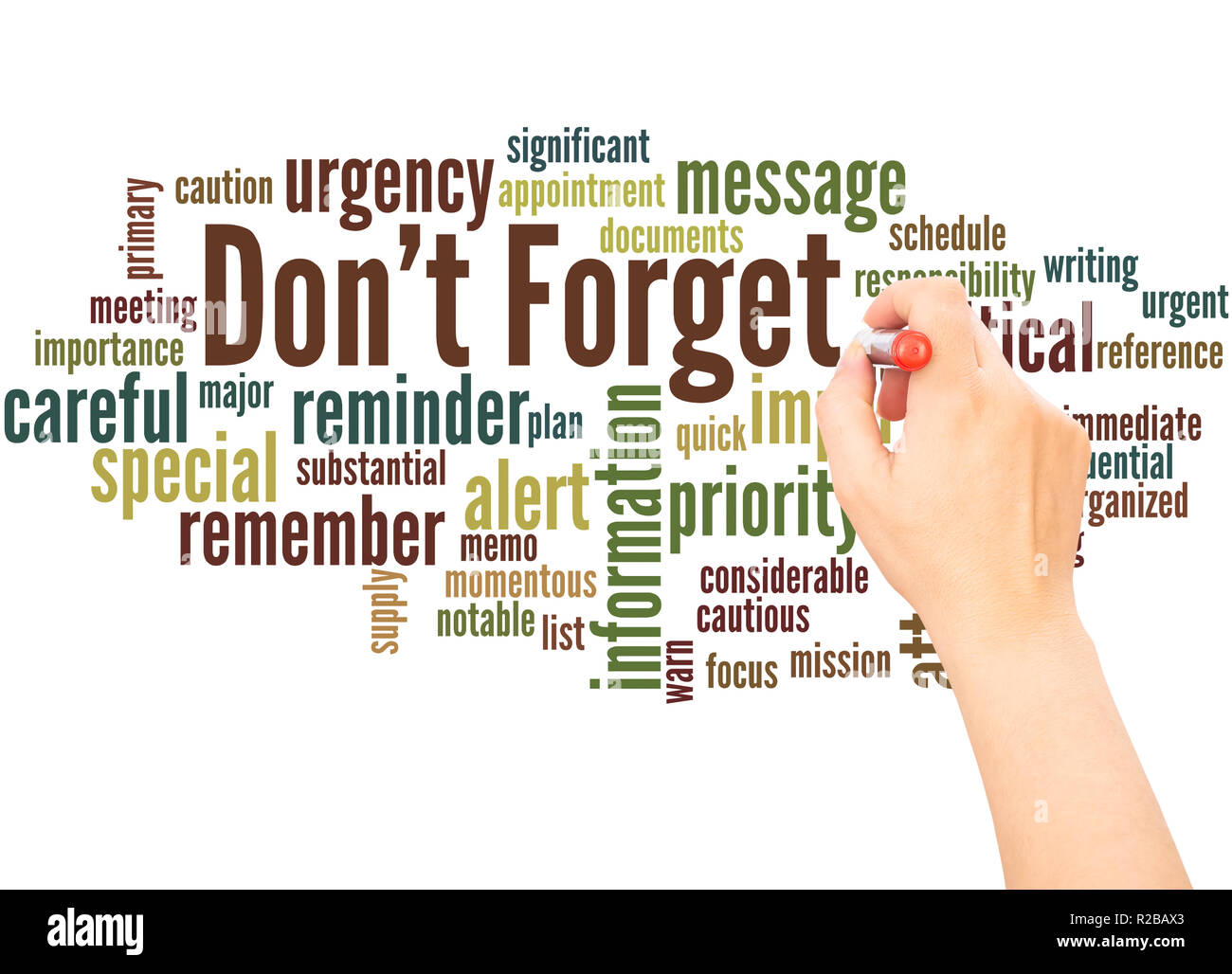 Don't Forget word cloud hand writing concept on white background Stock ...