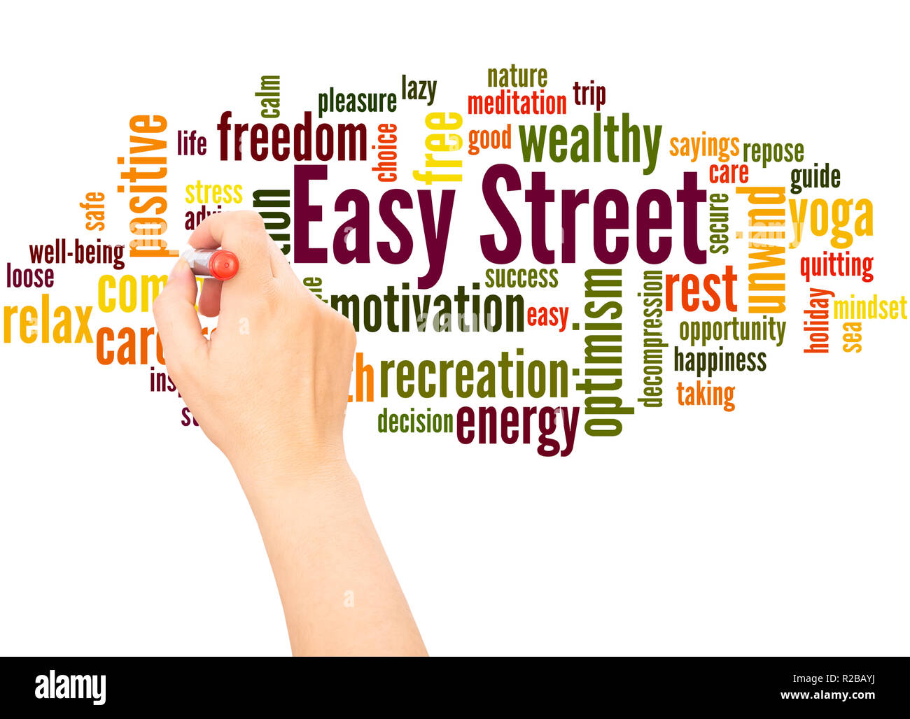 Easy street word cloud hand writing concept on white background Stock ...