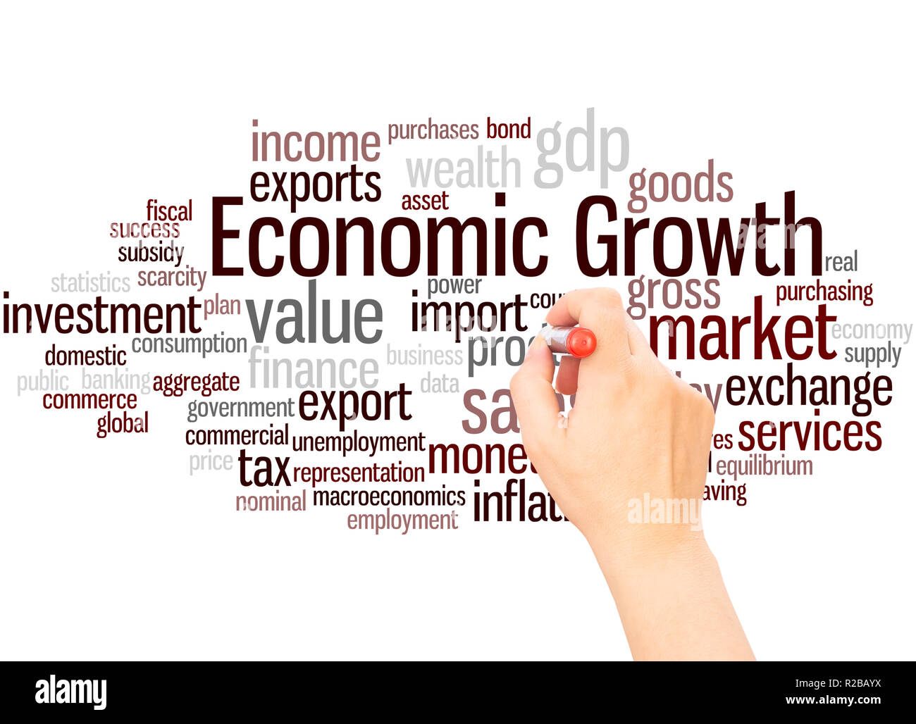 Economic Growth word cloud hand writing concept on white background ...