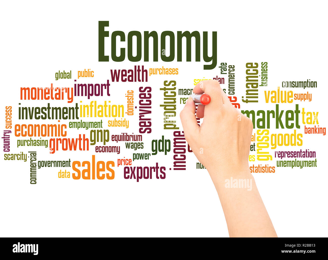 Economy word cloud hand writing concept on white background Stock Photo ...