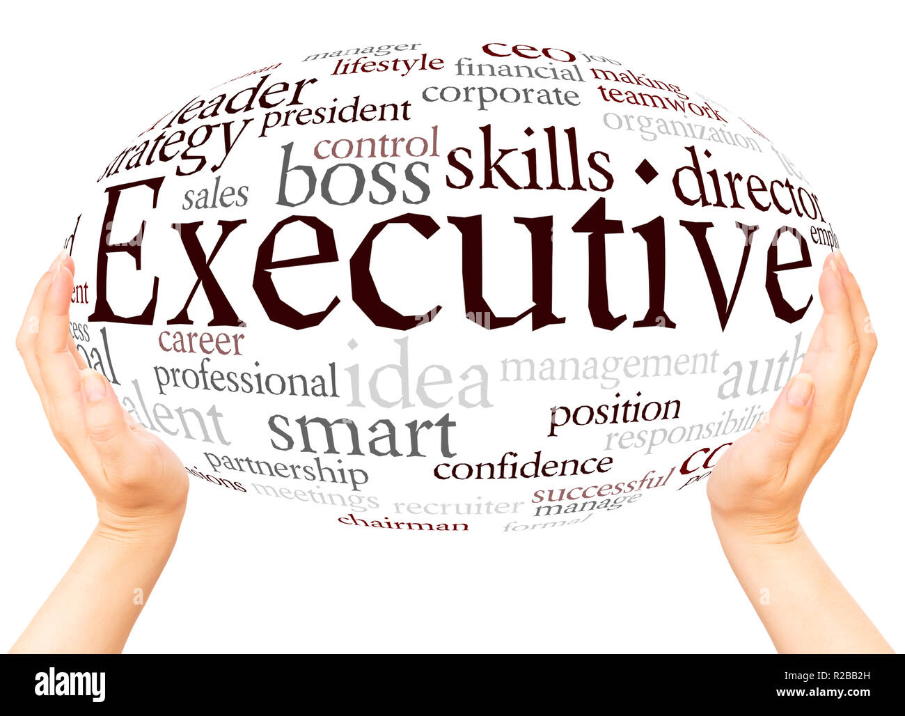 Executive word cloud hand sphere concept on white background Stock ...