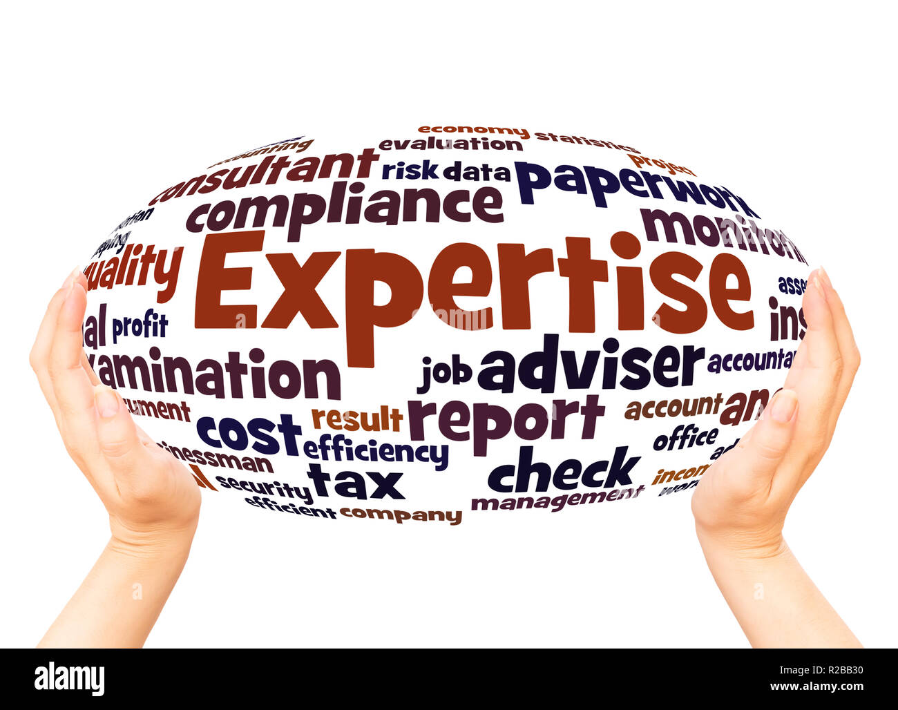Expertise word cloud hand sphere concept on white background Stock ...