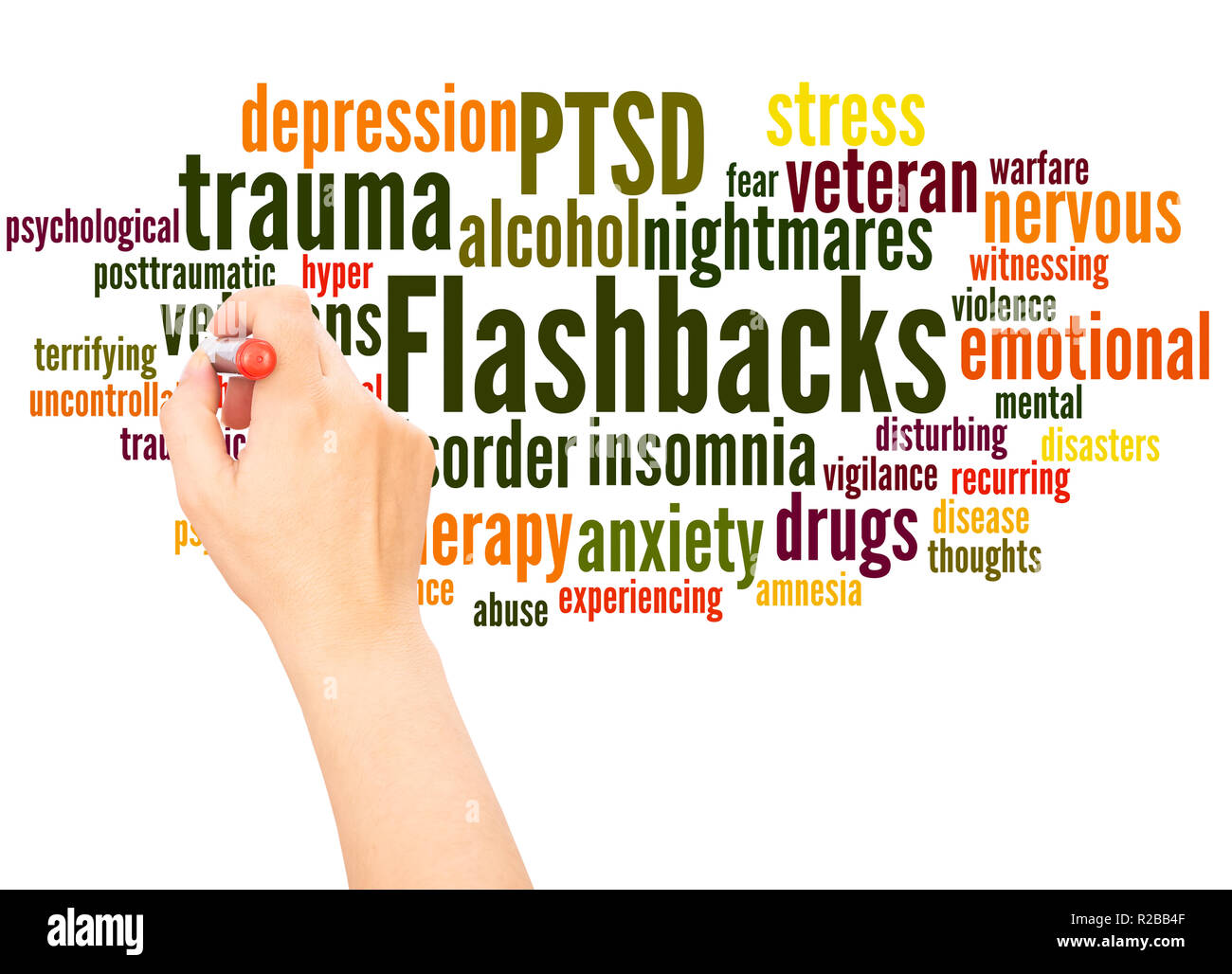 Flashbacks word cloud hand writing concept on white background Stock ...
