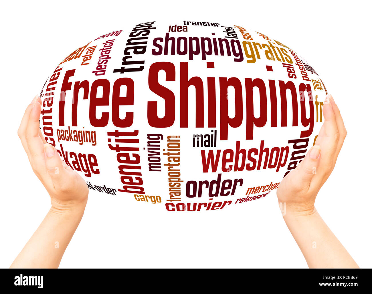 Free Shipping word cloud hand sphere concept on white background Stock ...