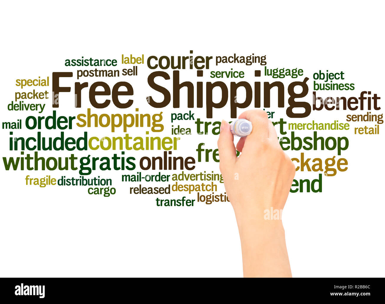 Free Shipping word cloud hand writing concept on white background Stock ...
