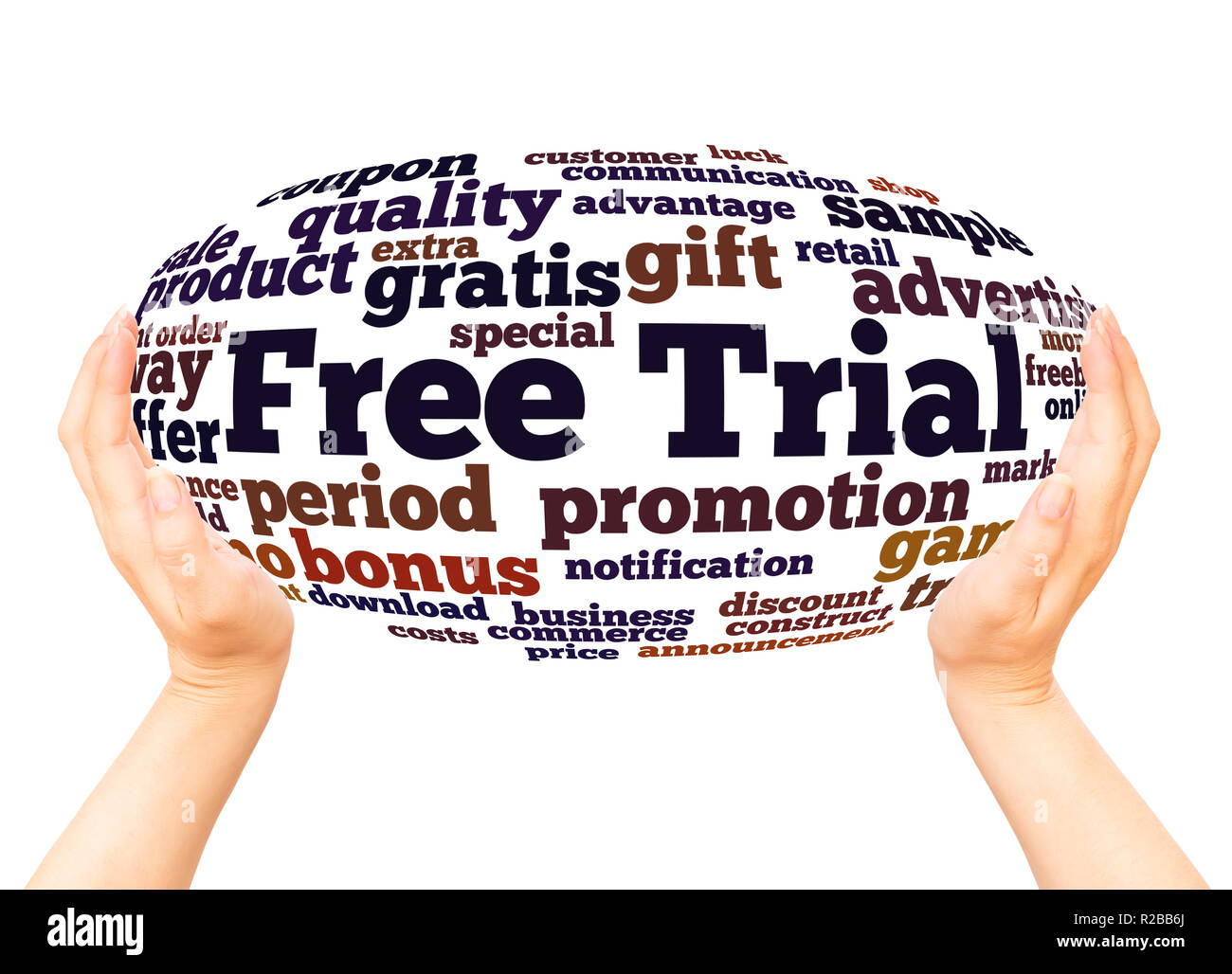 Free Trial word cloud hand sphere concept on white background Stock ...