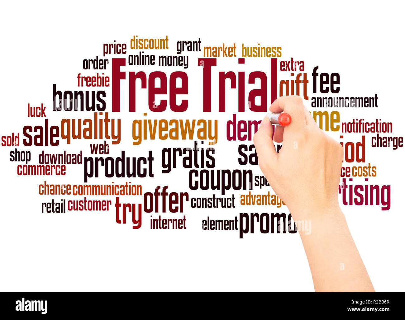 Free Trial word cloud hand writing concept on white background Stock ...