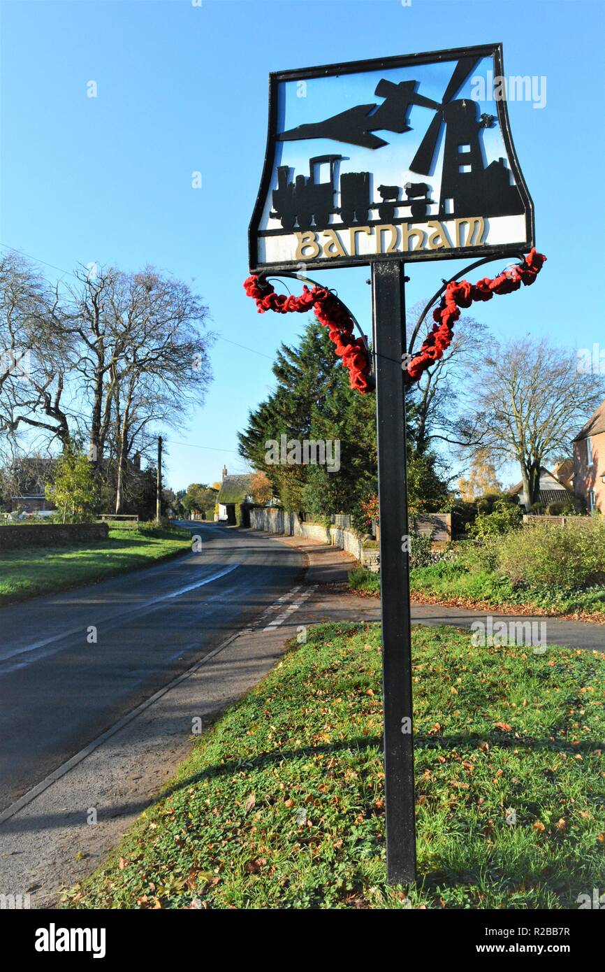 Barnham Suffolk country village in November on 100 anniversary of the ...
