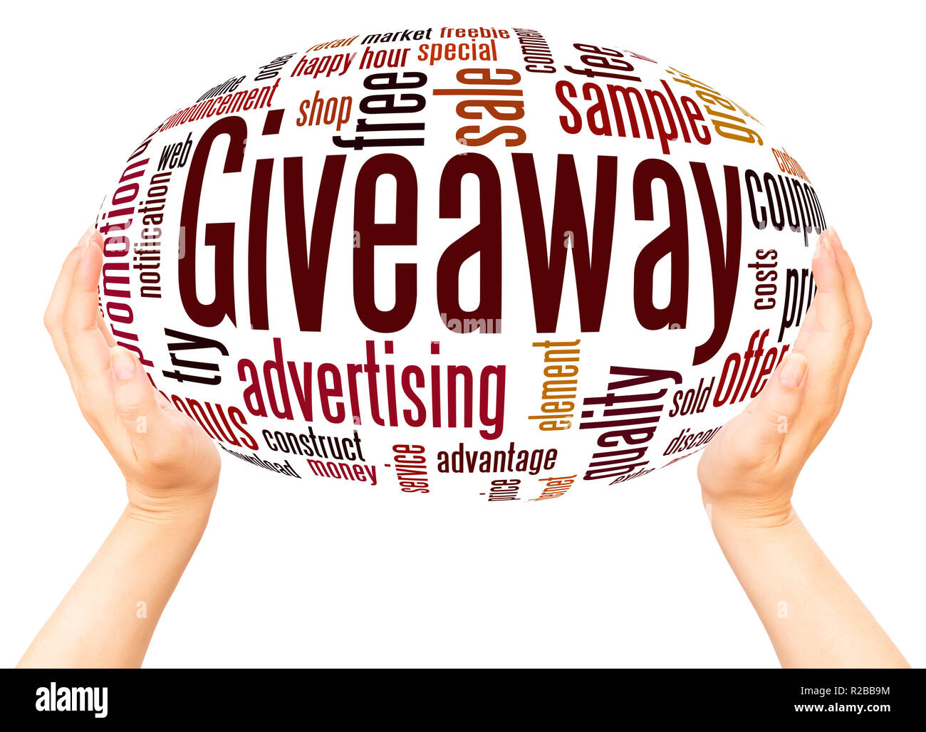 Giveaway word cloud hand sphere concept on white background Stock Photo ...