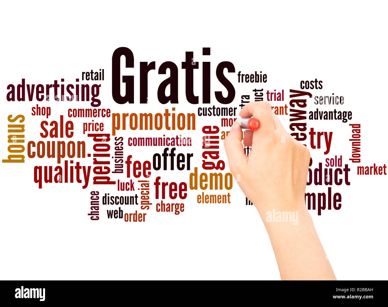 Gratis word cloud hand writing concept on white background Stock Photo ...
