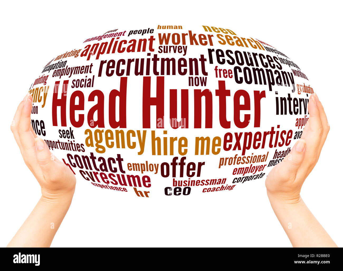 Head Hunter word cloud hand sphere concept on white background Stock ...