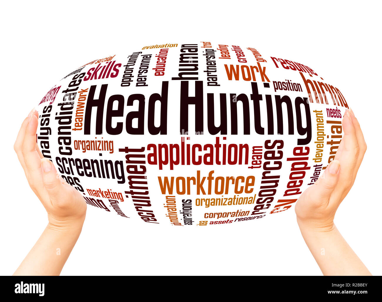 Head Hunting word cloud hand sphere concept on white background Stock ...