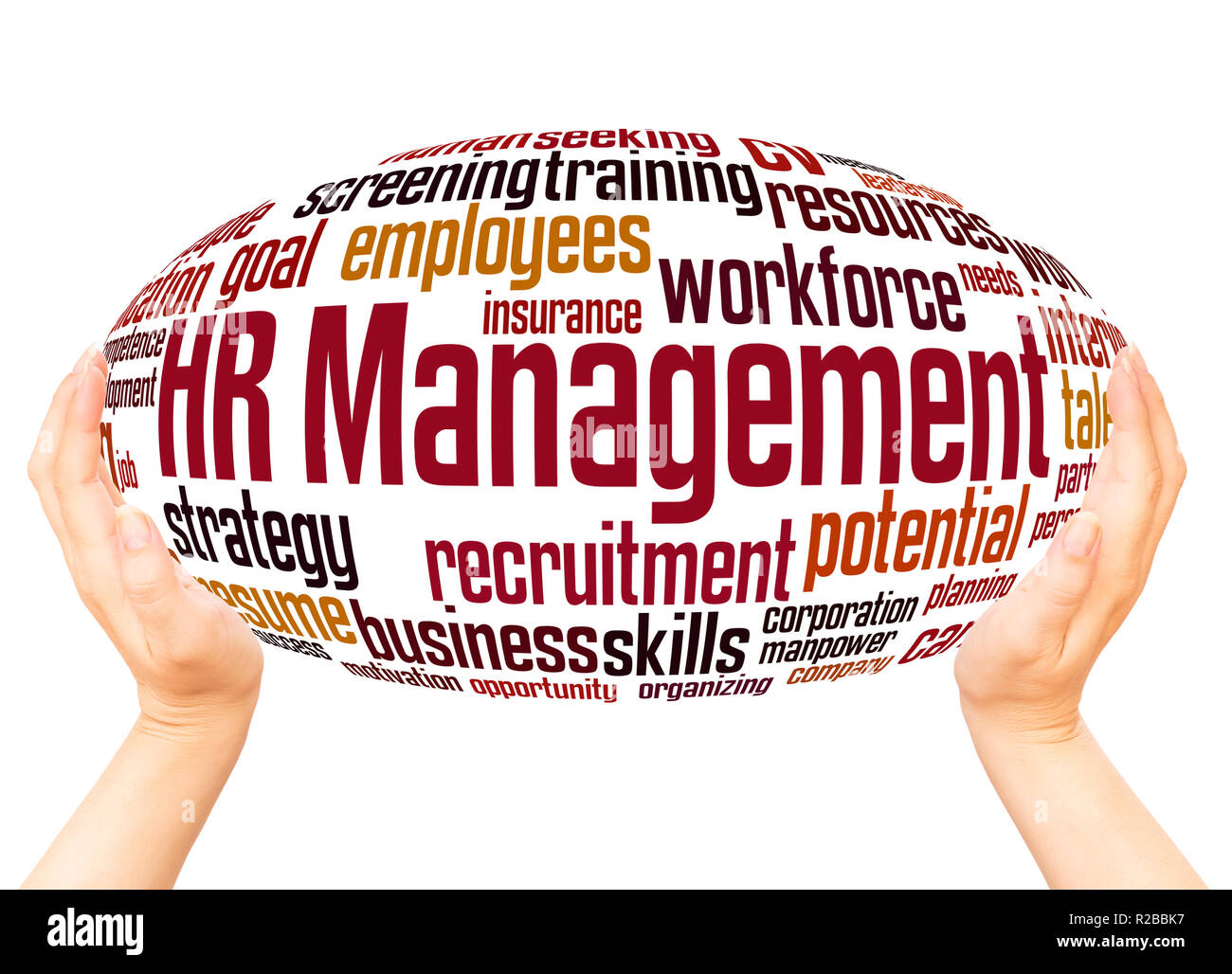 HR management word cloud hand sphere concept on white background Stock ...