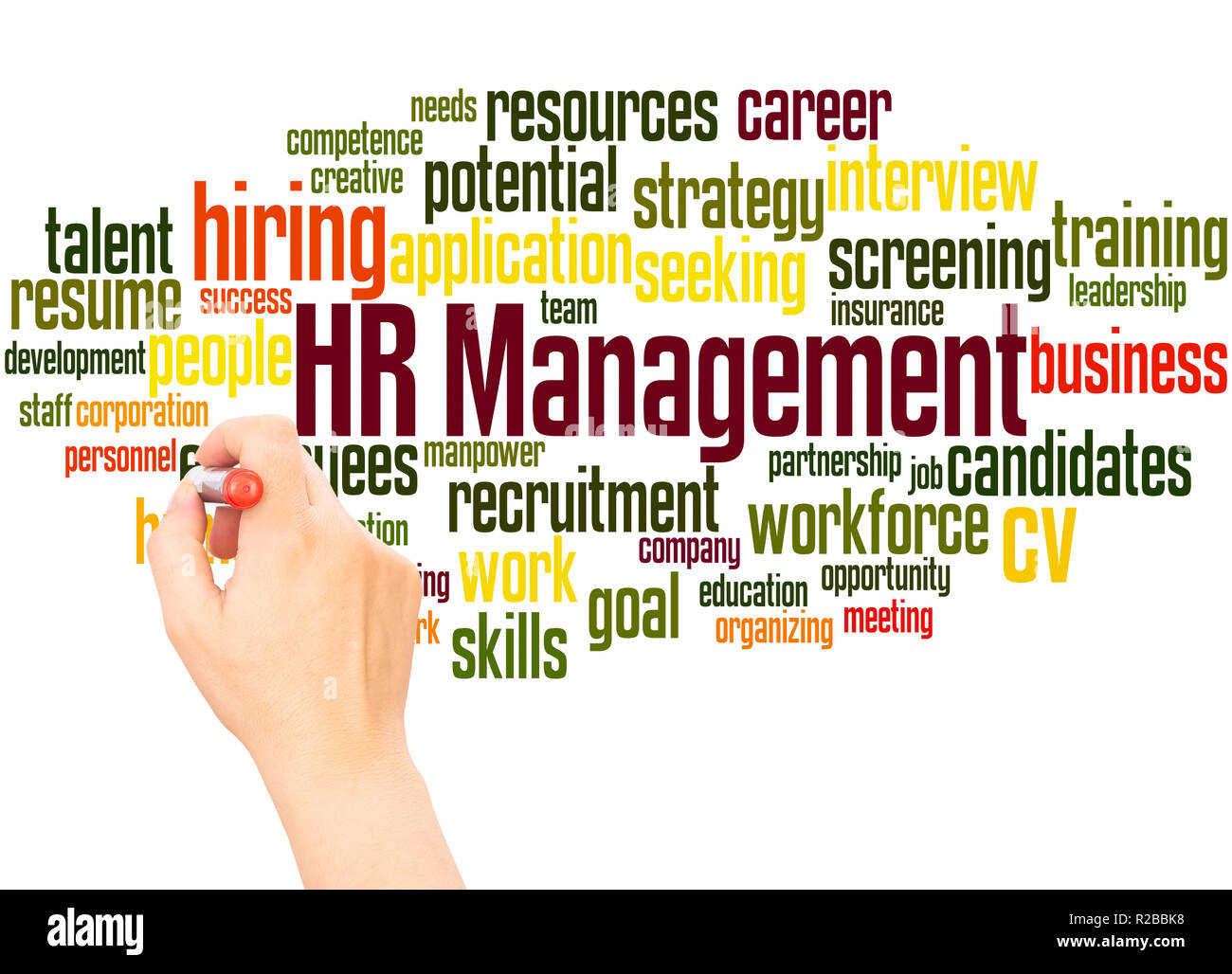 HR management word cloud hand writing concept on white background Stock ...