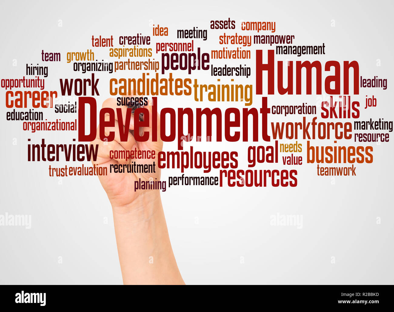 Human Development word cloud and hand with marker concept on white ...