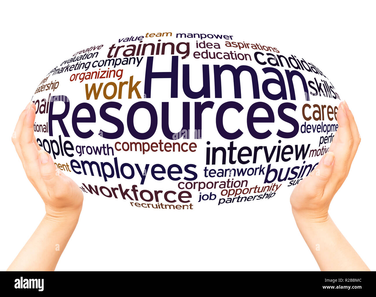 Human Resources word cloud hand sphere concept on white background ...