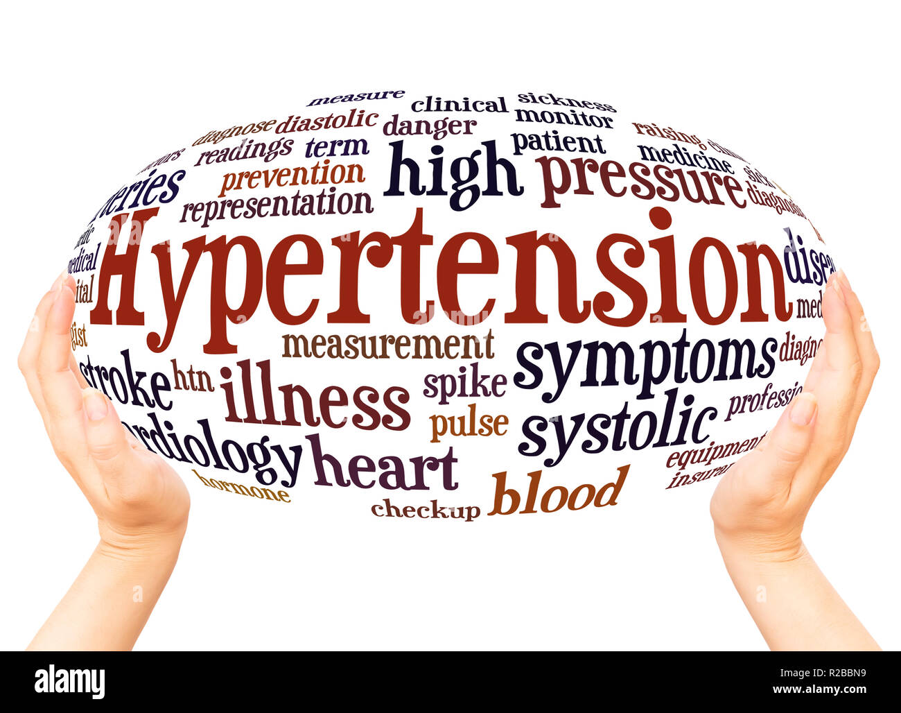 Hypertension word cloud hand sphere concept on white background Stock ...
