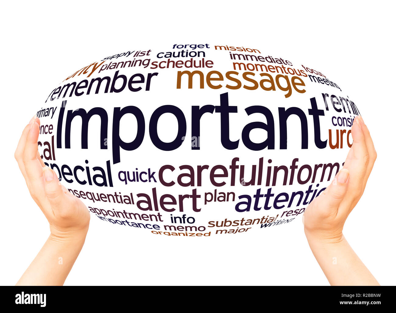 Important word cloud hand sphere concept on white background Stock ...