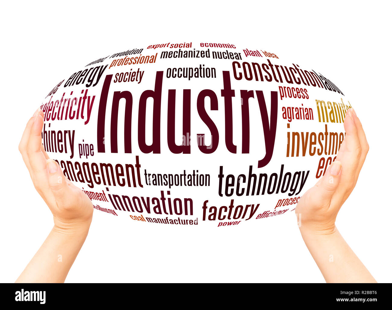 Industry word cloud hand sphere concept on white background Stock Photo ...