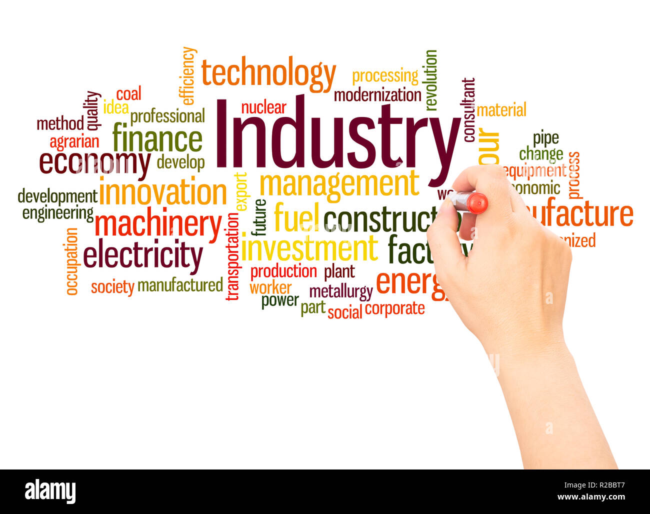 Industry word cloud hand writing concept on white background Stock ...