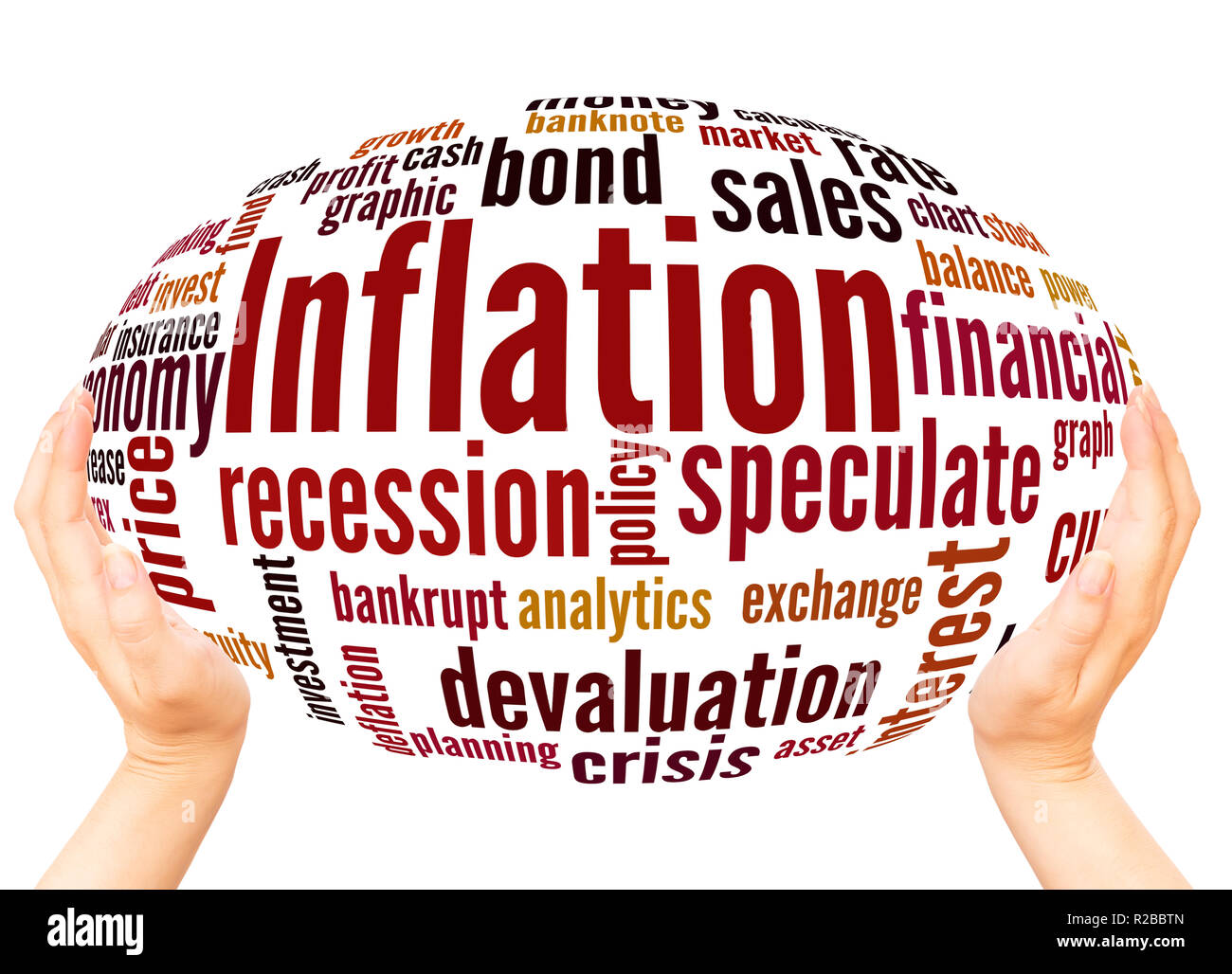 Inflation word cloud hand sphere concept on white background Stock ...
