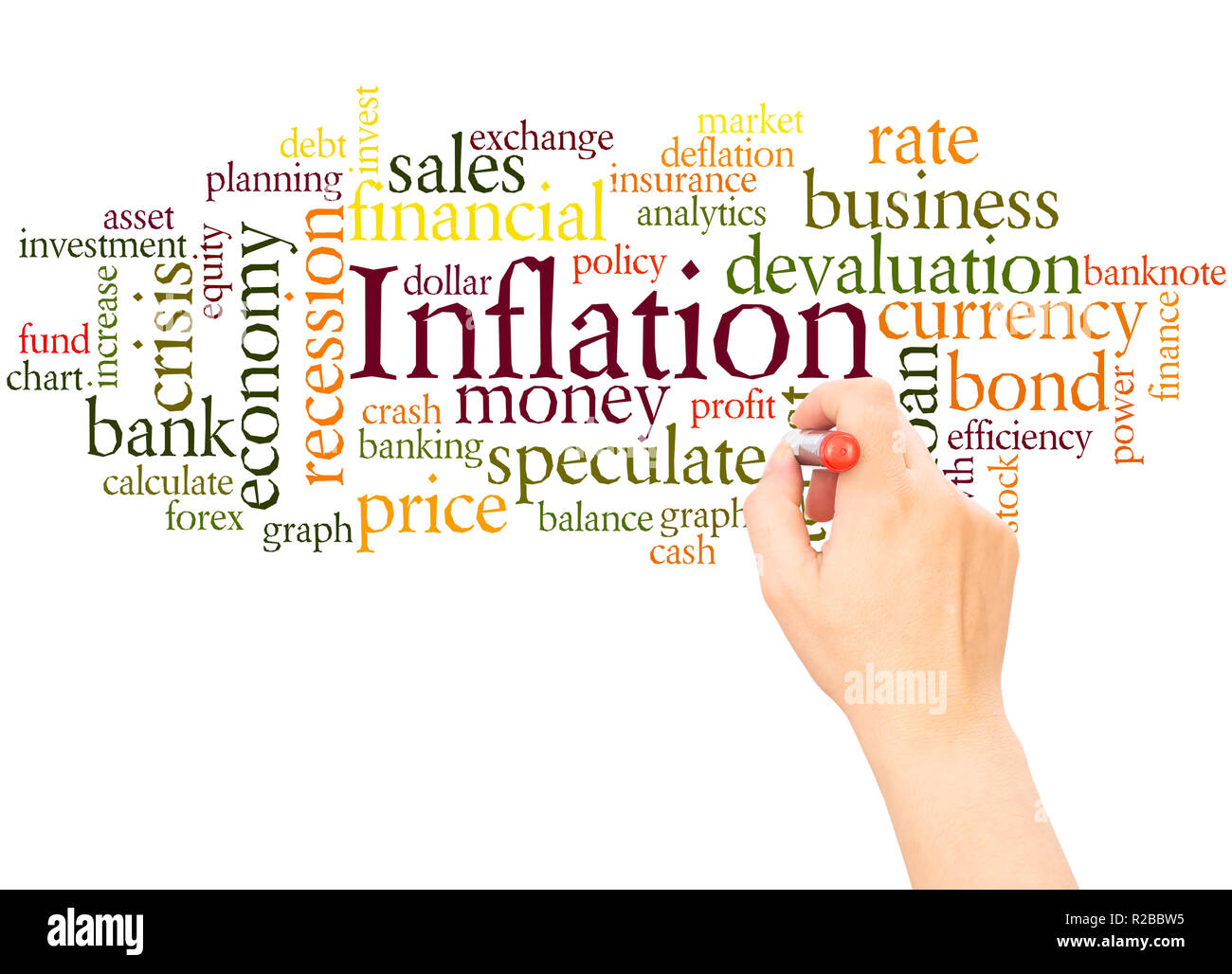 Inflation word cloud hand writing concept on white background Stock ...