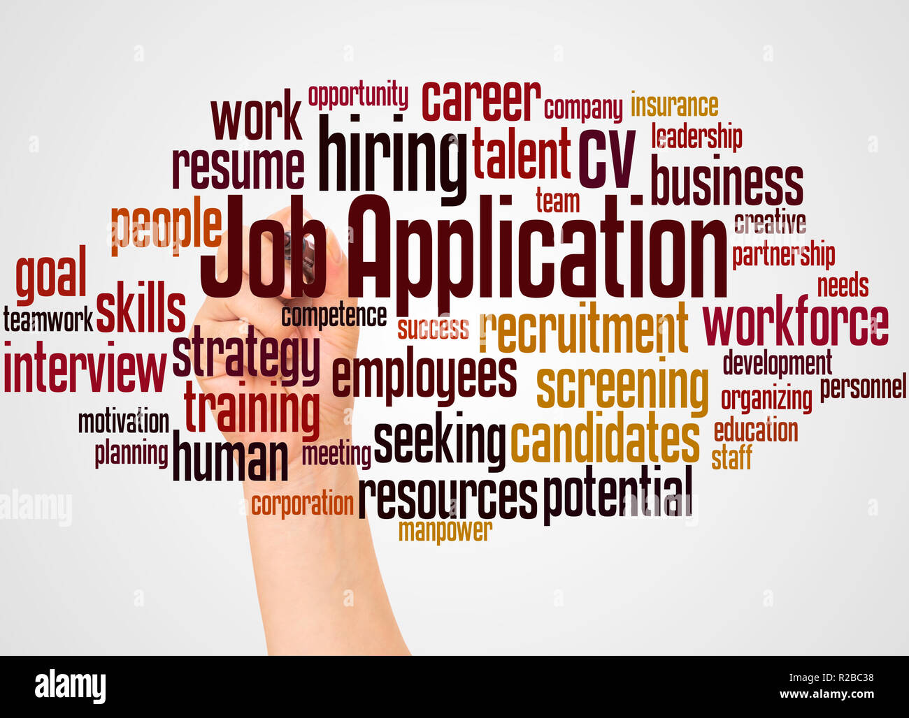 Job Application word cloud and hand with marker concept on white ...