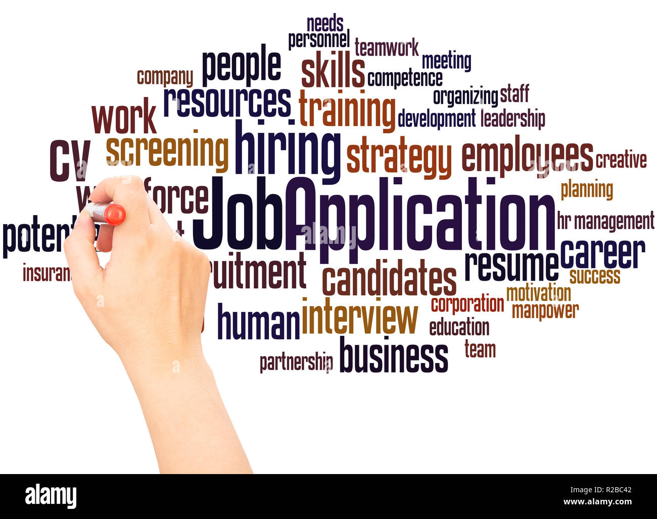 Job Application word cloud hand writing concept on white background ...