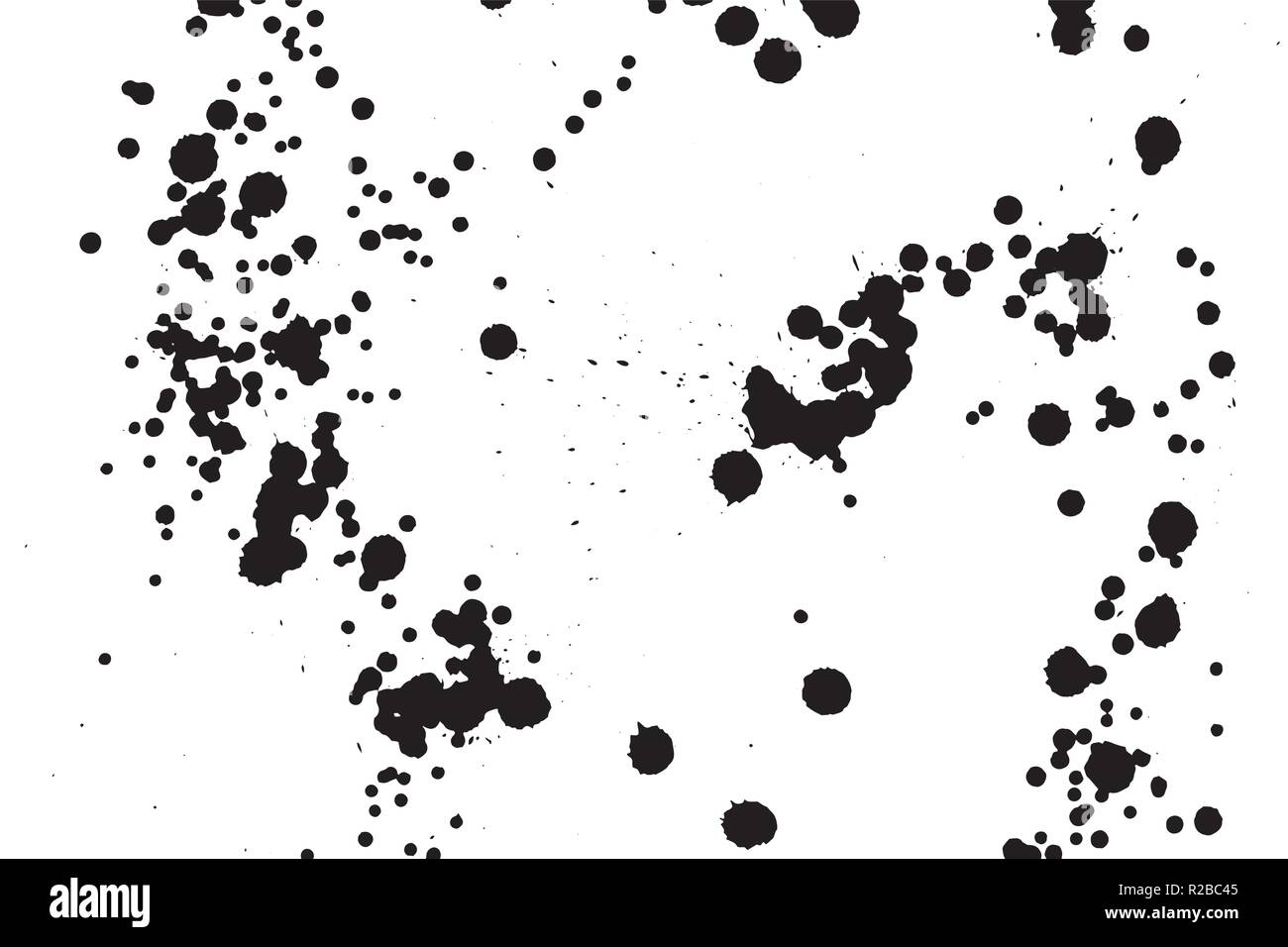 Ink grunge drops texture. Black hand drawn splashes and stains on white ...