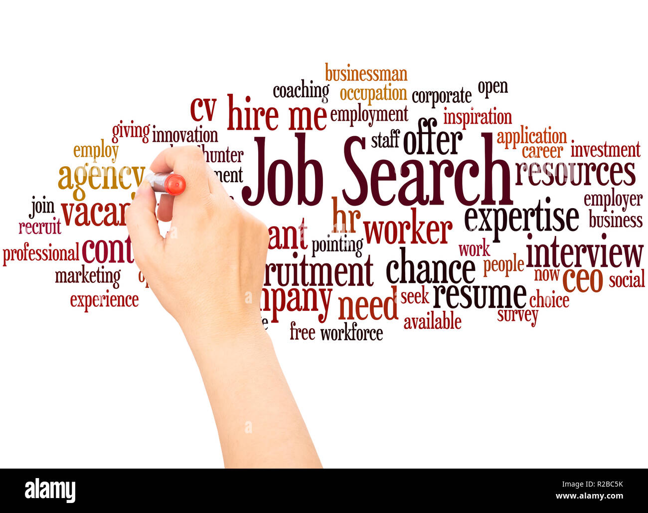 Job Search word cloud hand writing concept on white background Stock ...